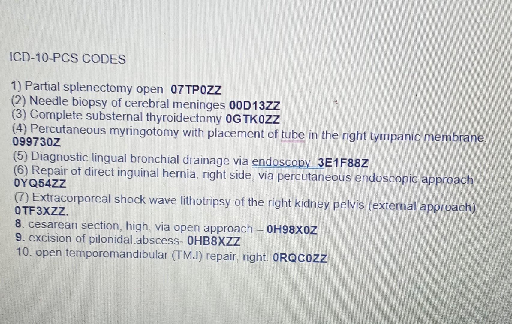 Solved Please help me check the attached ICD-10-pcs codes. | Chegg.com