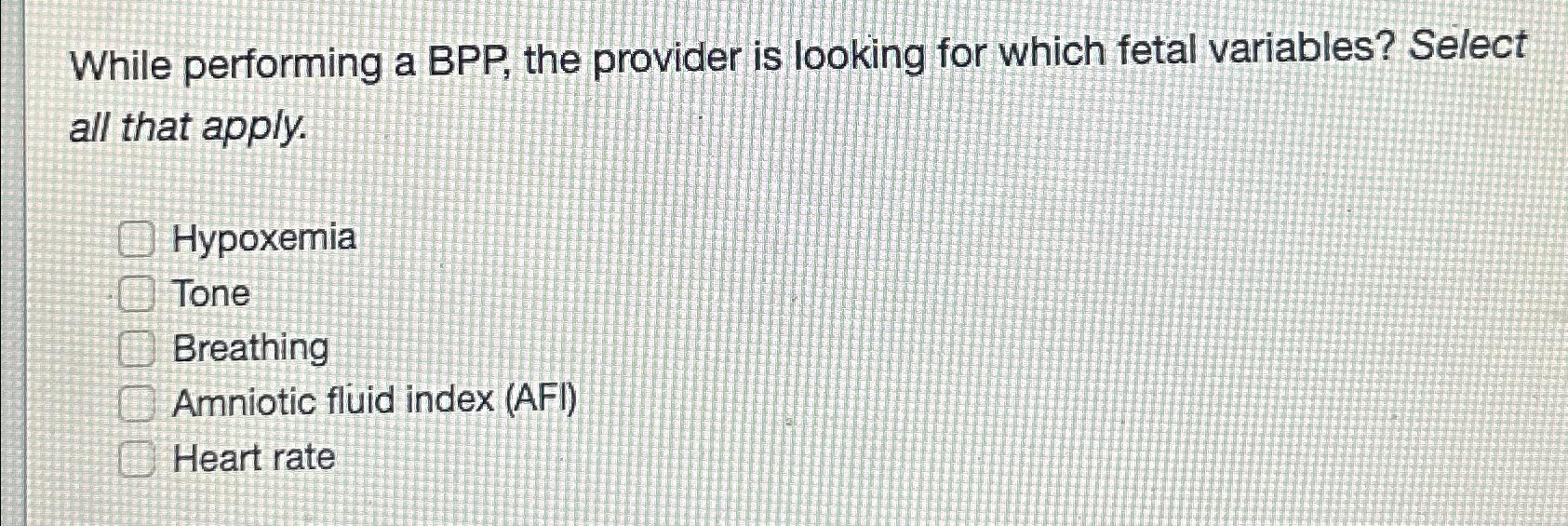 Solved While performing a BPP, ﻿the provider is looking for | Chegg.com