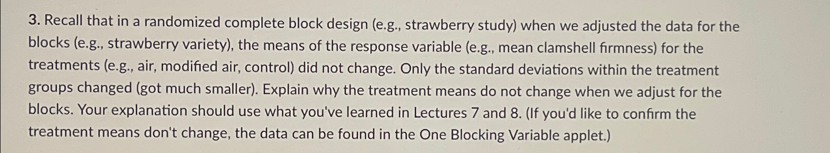 Solved Recall that in a randomized complete block design | Chegg.com