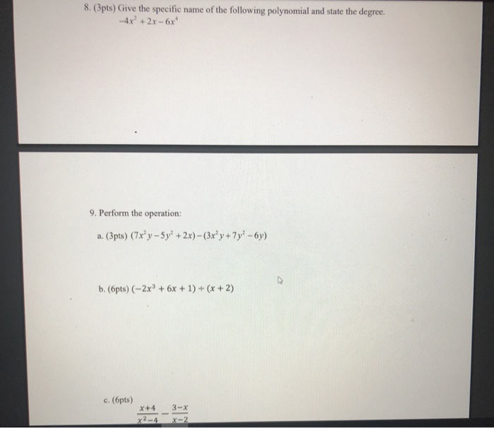 Solved 8. (3pts) Give the specific name of the following | Chegg.com