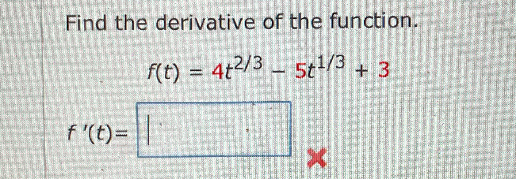 Solved Find the derivative of the | Chegg.com