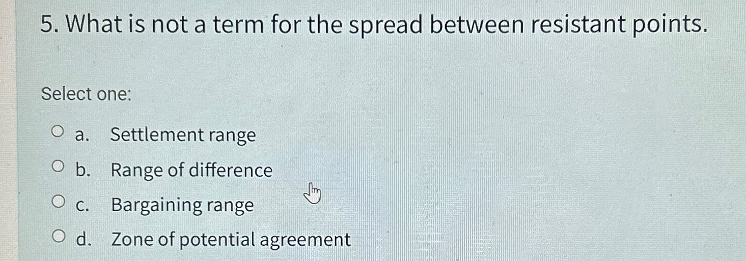 Solved What is not a term for the spread between resistant | Chegg.com