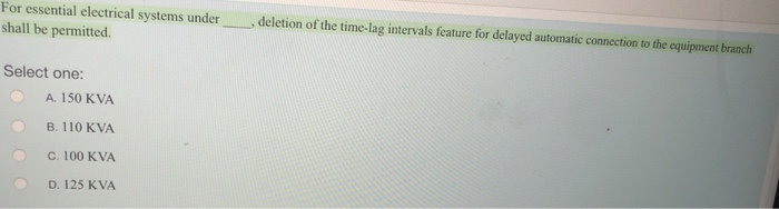 Solved For essential electrical systems under shall be | Chegg.com