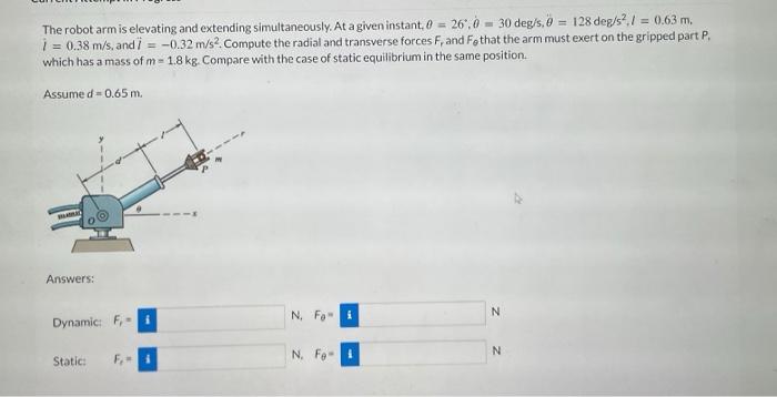 Solved The robot arm is elevating and extending | Chegg.com