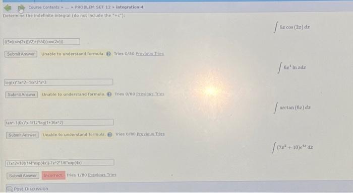 Solved Course Centents = - = PFobLEM SET 12 = integration-4 | Chegg.com