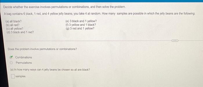Solved Decide whether the exercise involves permutations or | Chegg.com