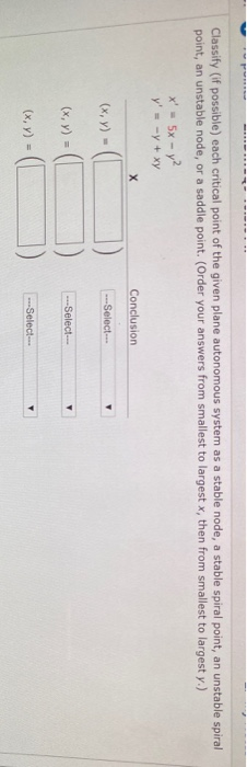Solved Classify (if possible) each critical point of the | Chegg.com