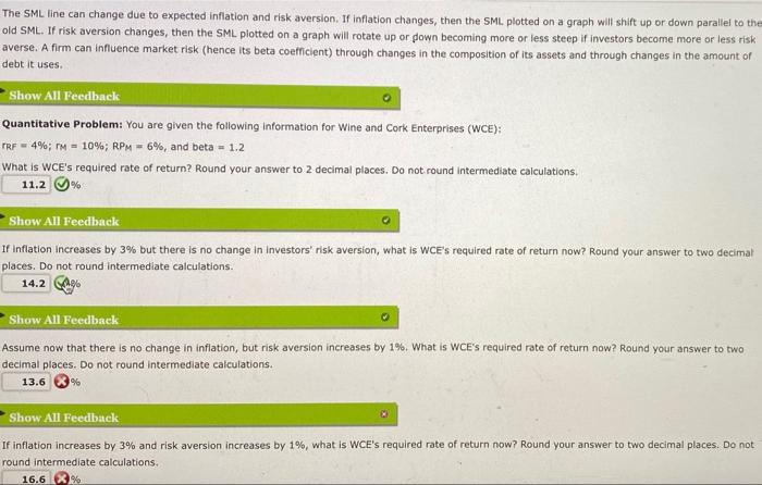 Solved The SML line can change due to expected inflation and | Chegg.com