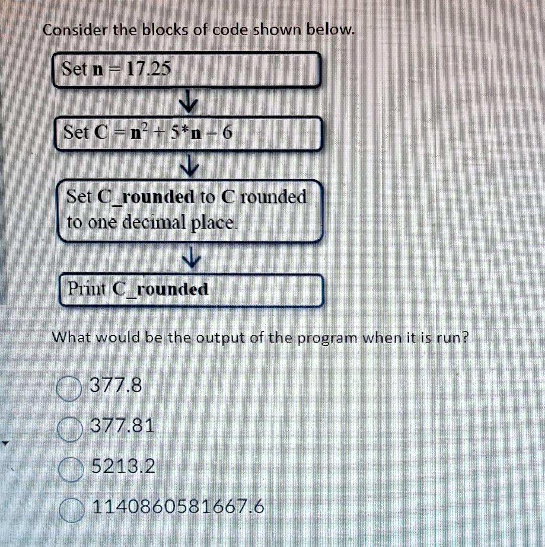 Solved Consider the blocks of code shown below. Set n = | Chegg.com
