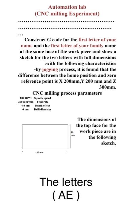 Solved Automation lab (CNC milling Experiment) Construct G | Chegg.com