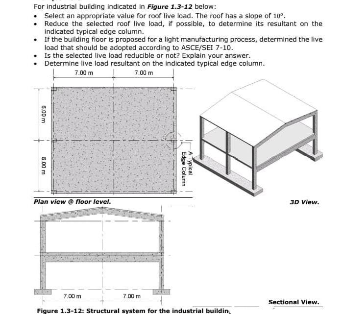 Solved For industrial building indicated in Figure 1.3-12 | Chegg.com