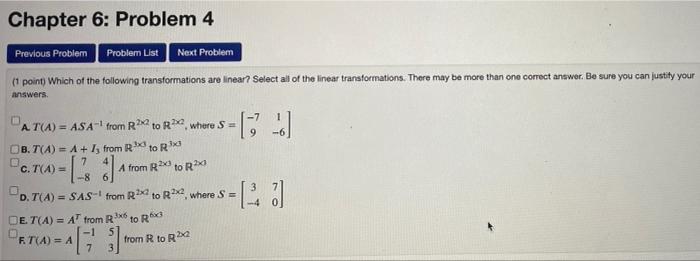 Solved Chapter 6: Problem 2 Previous Problem Problem List | Chegg.com