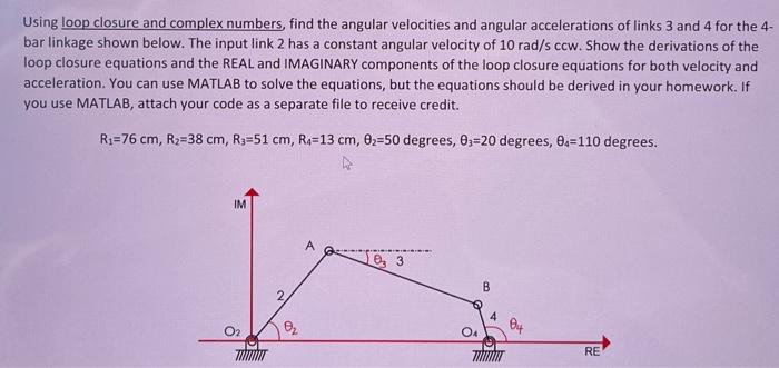 Solved Using loop closure and complex numbers, find the | Chegg.com
