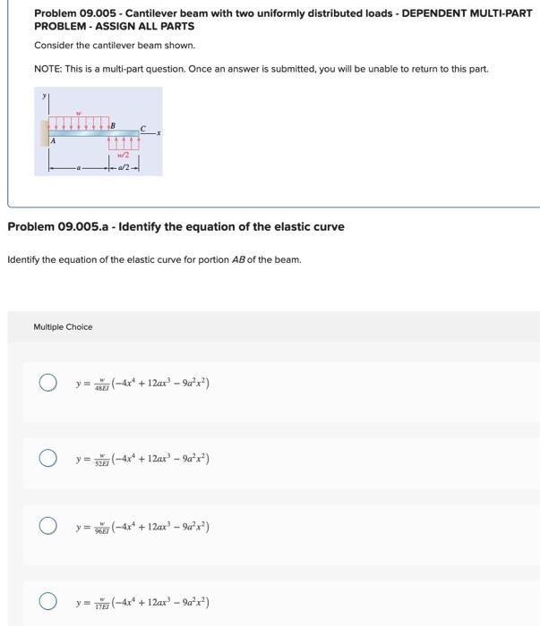 Solved Problem 09.005 - Cantilever beam with two uniformly | Chegg.com