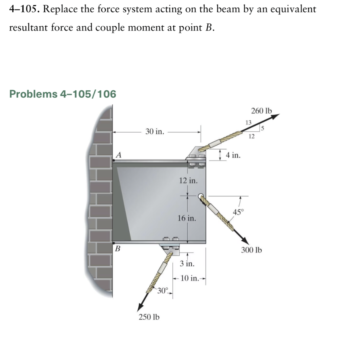 \( 4-105 \). ﻿Replace the force system acting on the | Chegg.com