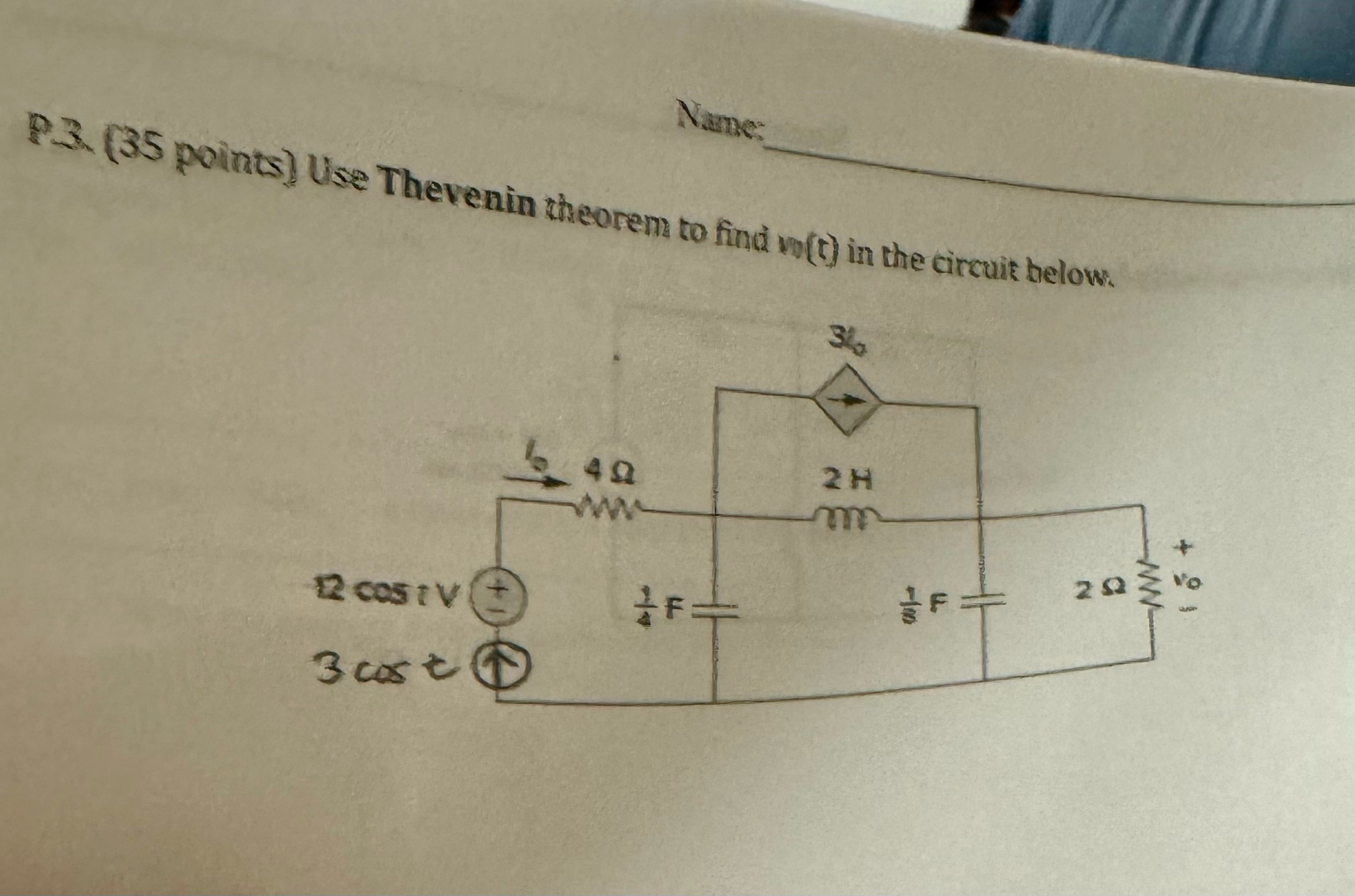 Solved Name: q, ﻿P3. (35 ﻿points) ﻿Use Thevenin theorems to | Chegg.com