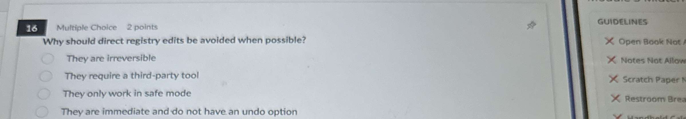 Solved 16Multiple Choice2 ﻿pointsWhy should direct registry | Chegg.com