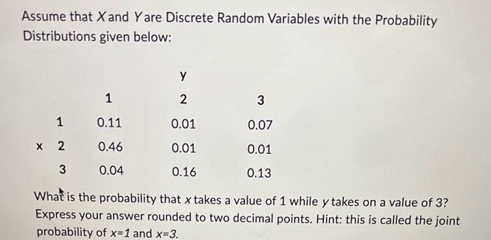 Solved Assume that X and Y are Discrete Random Variables | Chegg.com