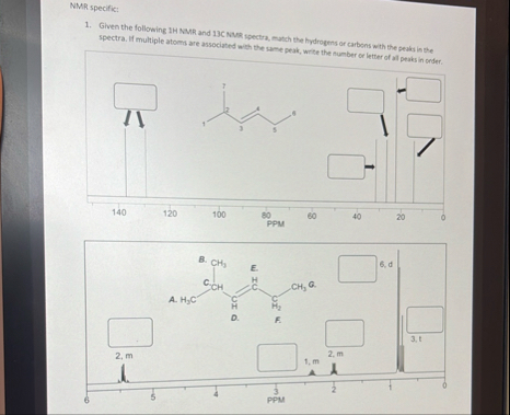 Solved NMR specific:Given the following IH NMR and I3C NMR | Chegg.com