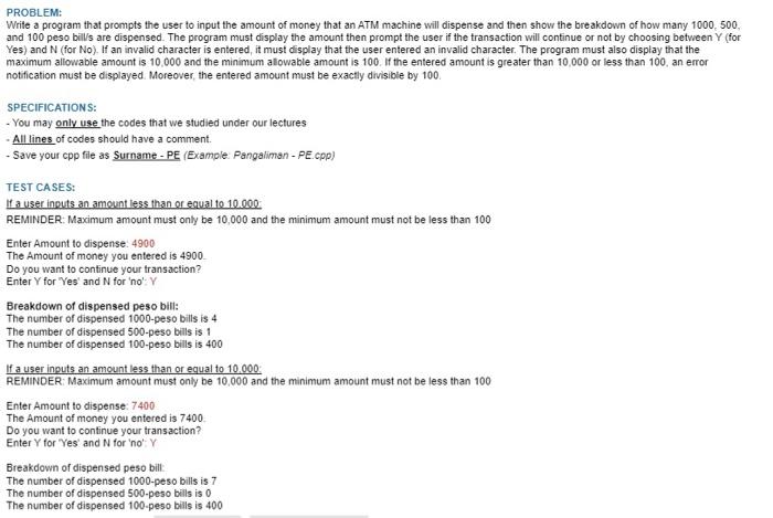 Solved PROBLEM: Write a program that prompts the user to | Chegg.com