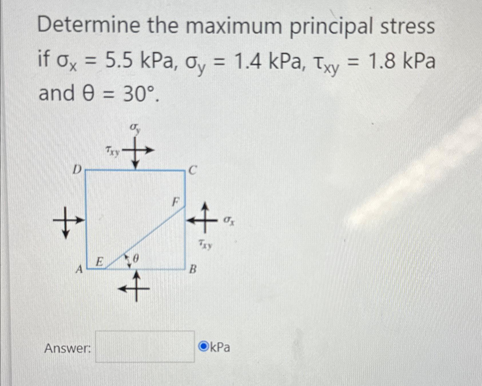 Solved Determine the maximum principal stress if | Chegg.com