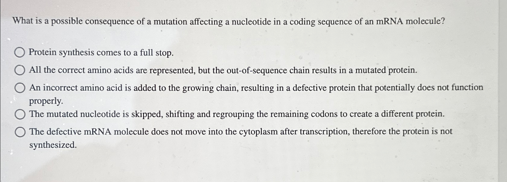 Solved What is a possible consequence of a mutation | Chegg.com