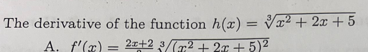 Solved The derivative of the function | Chegg.com