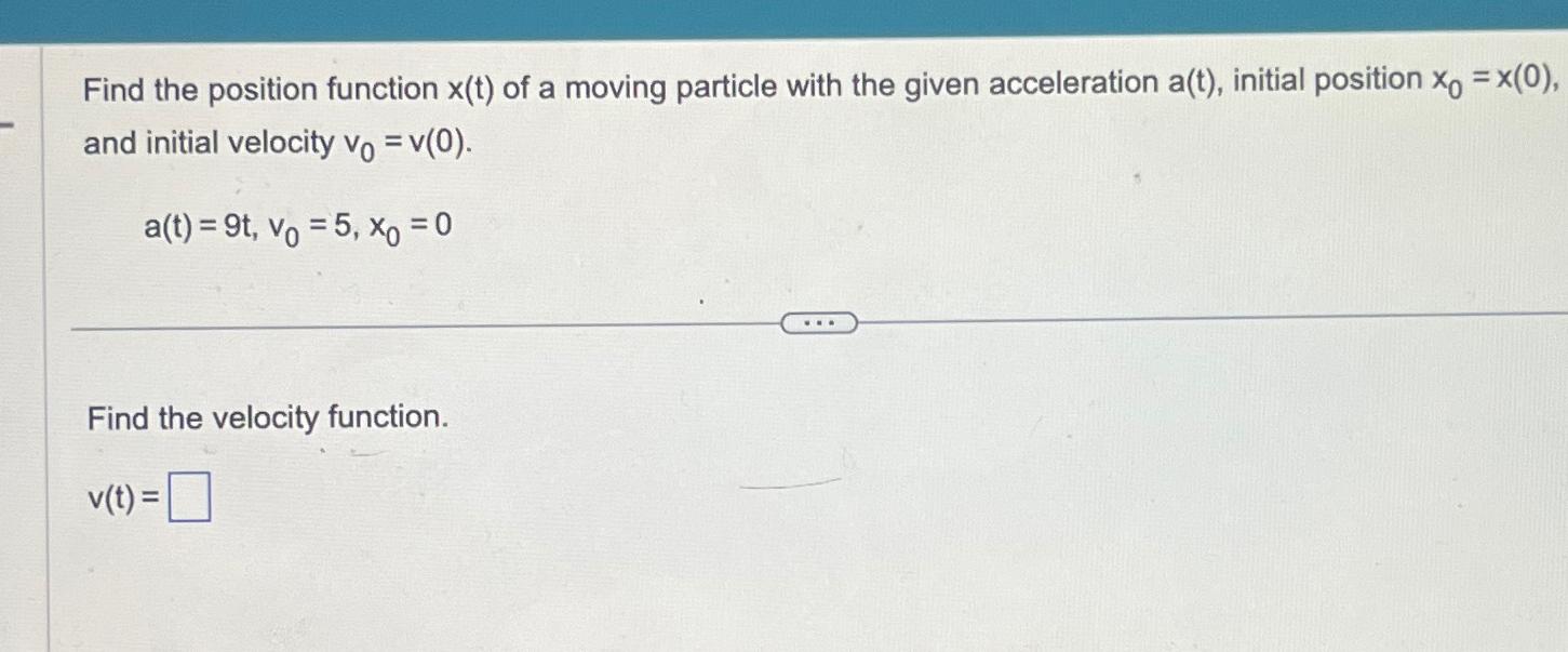 Solved Find the position function x(t) ﻿of a moving particle | Chegg.com