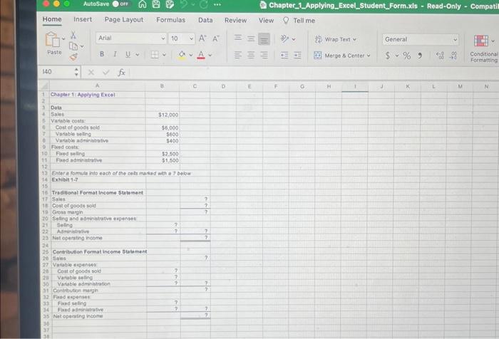 Required information Chapter : Applying Excel The | Chegg.com