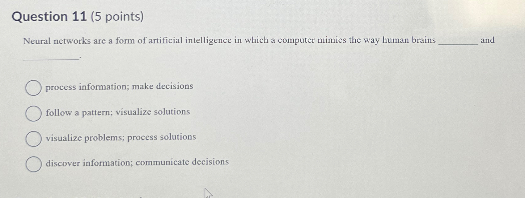 Solved Question 11 (5 ﻿points)Neural networks are a form of | Chegg.com