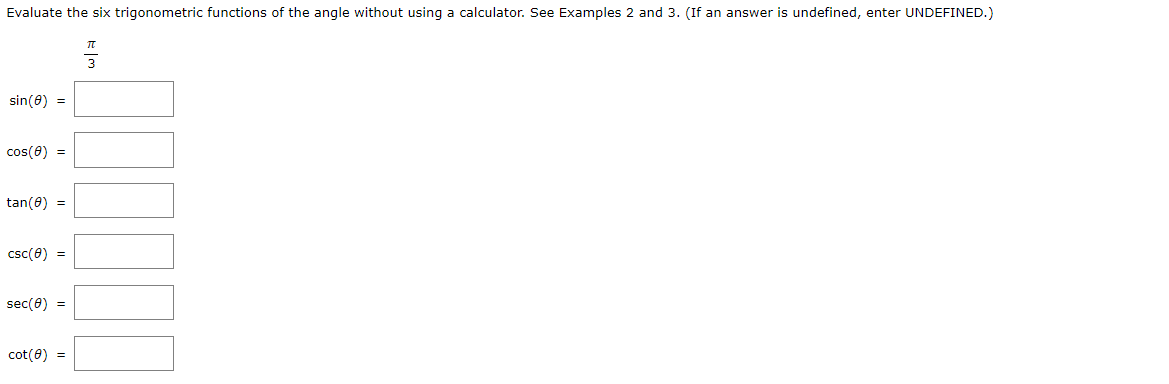 Solved Evaluate the six trigonometric functions of the angle | Chegg.com