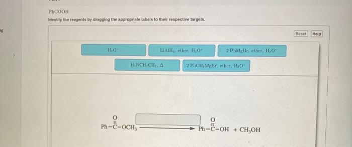 Solved PhCOOH Identity the reagents by dragging the | Chegg.com