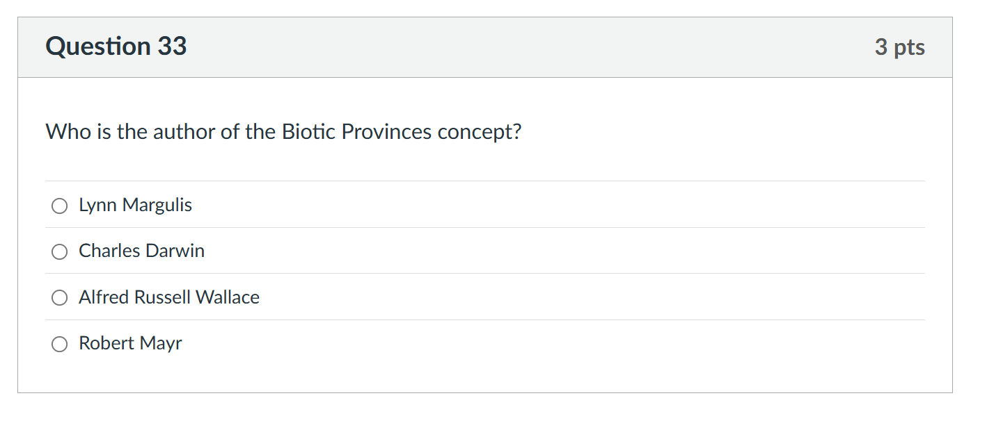 Solved Question 33Who is the author of the Biotic Provinces | Chegg.com