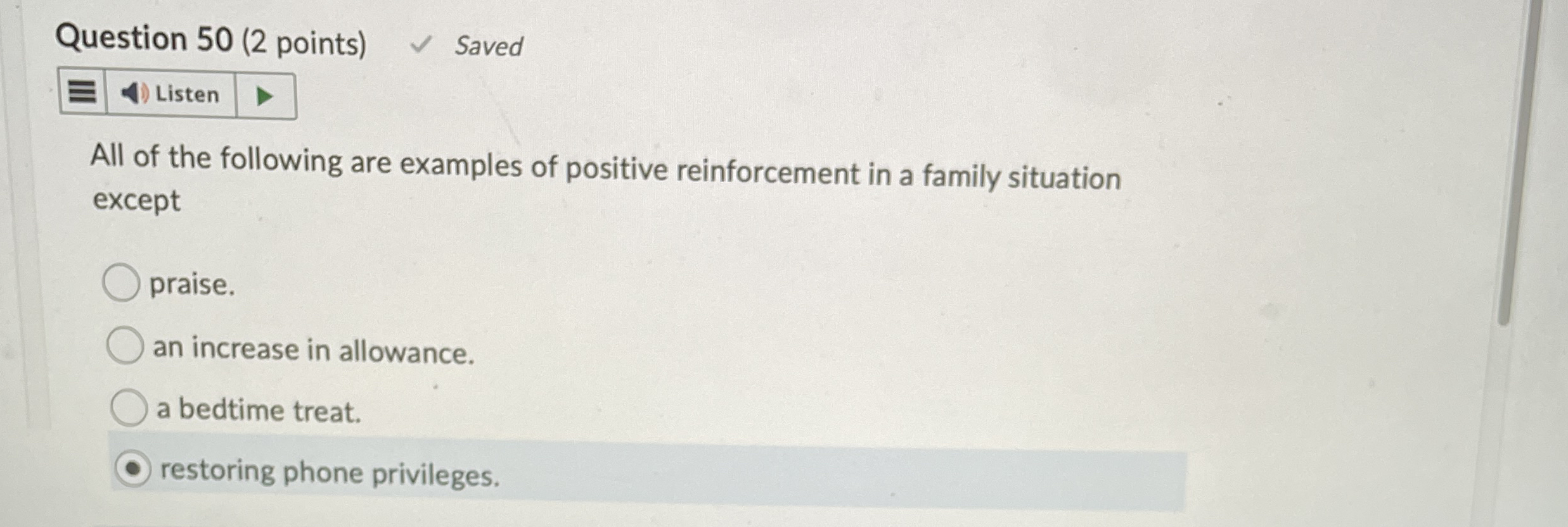 Solved Question 50 (2 ﻿points) ﻿Saved All of the following | Chegg.com
