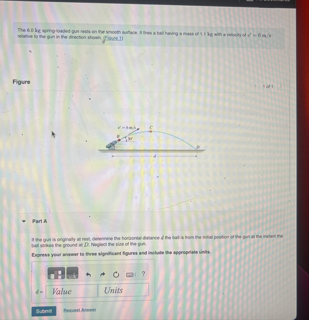 Solved The 6.0 ﻿kg spring-loaded gun rests on the smooth | Chegg.com