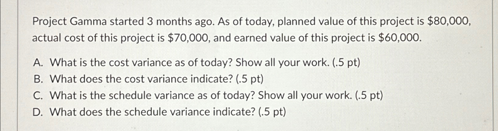 Solved Project Gamma started 3 ﻿months ago. As of today, | Chegg.com