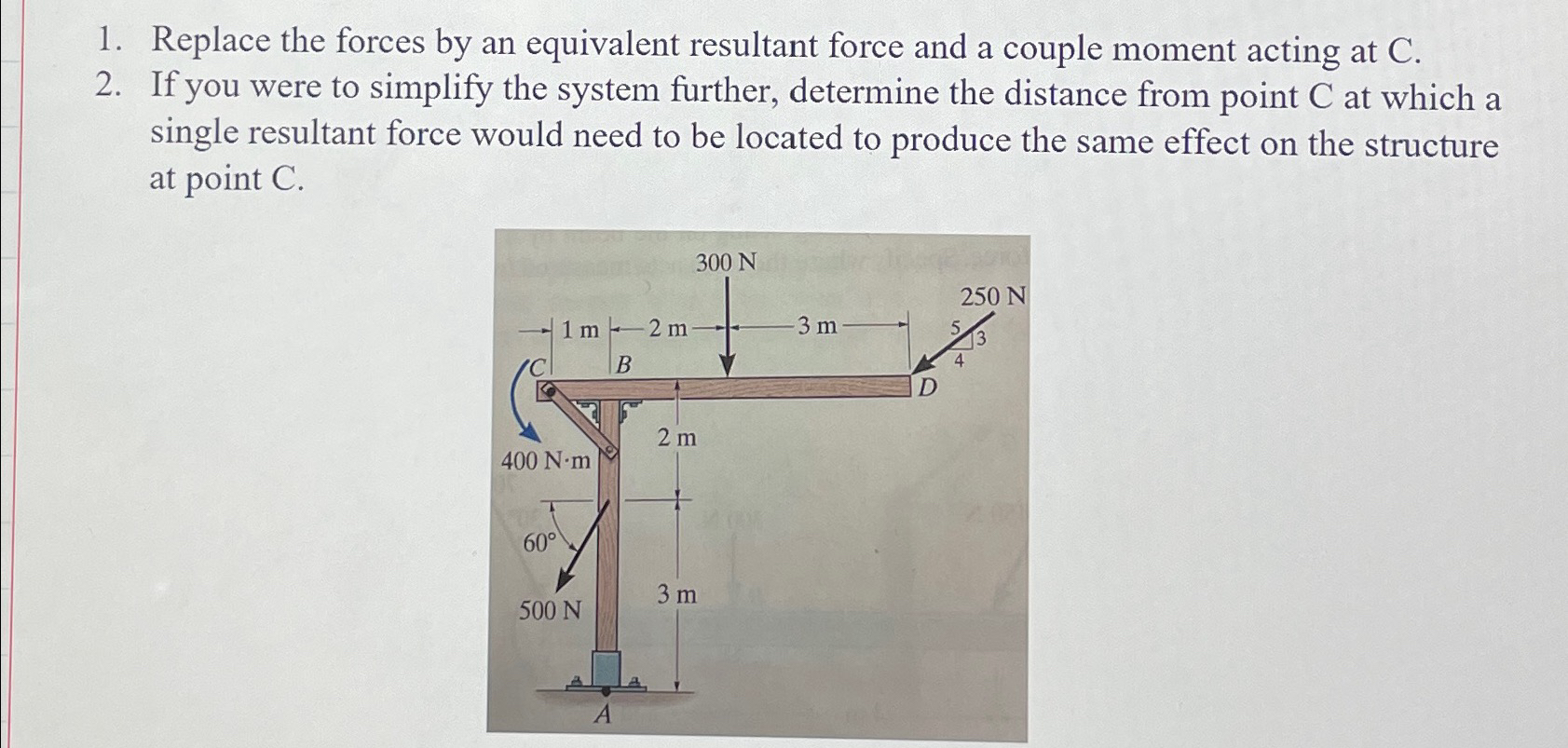 Solved Replace the forces by an equivalent resultant force | Chegg.com