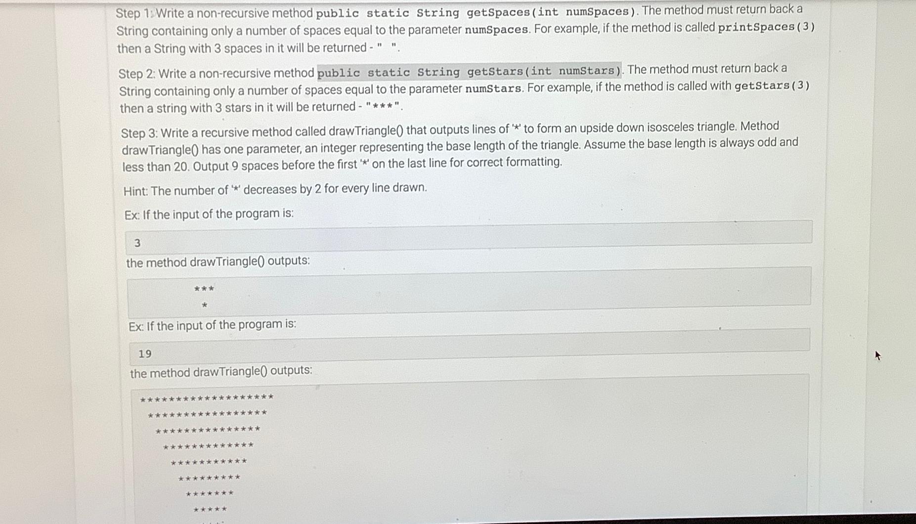 Solved Step 1: Write a non-recursive method public static | Chegg.com