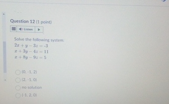 Solved Question 12 (1 ﻿point)UivenSolve the following | Chegg.com