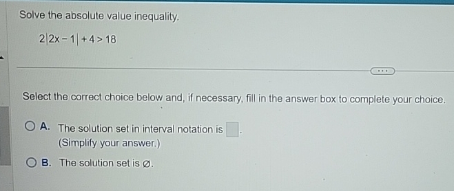 Solved Solve the absolute value | Chegg.com