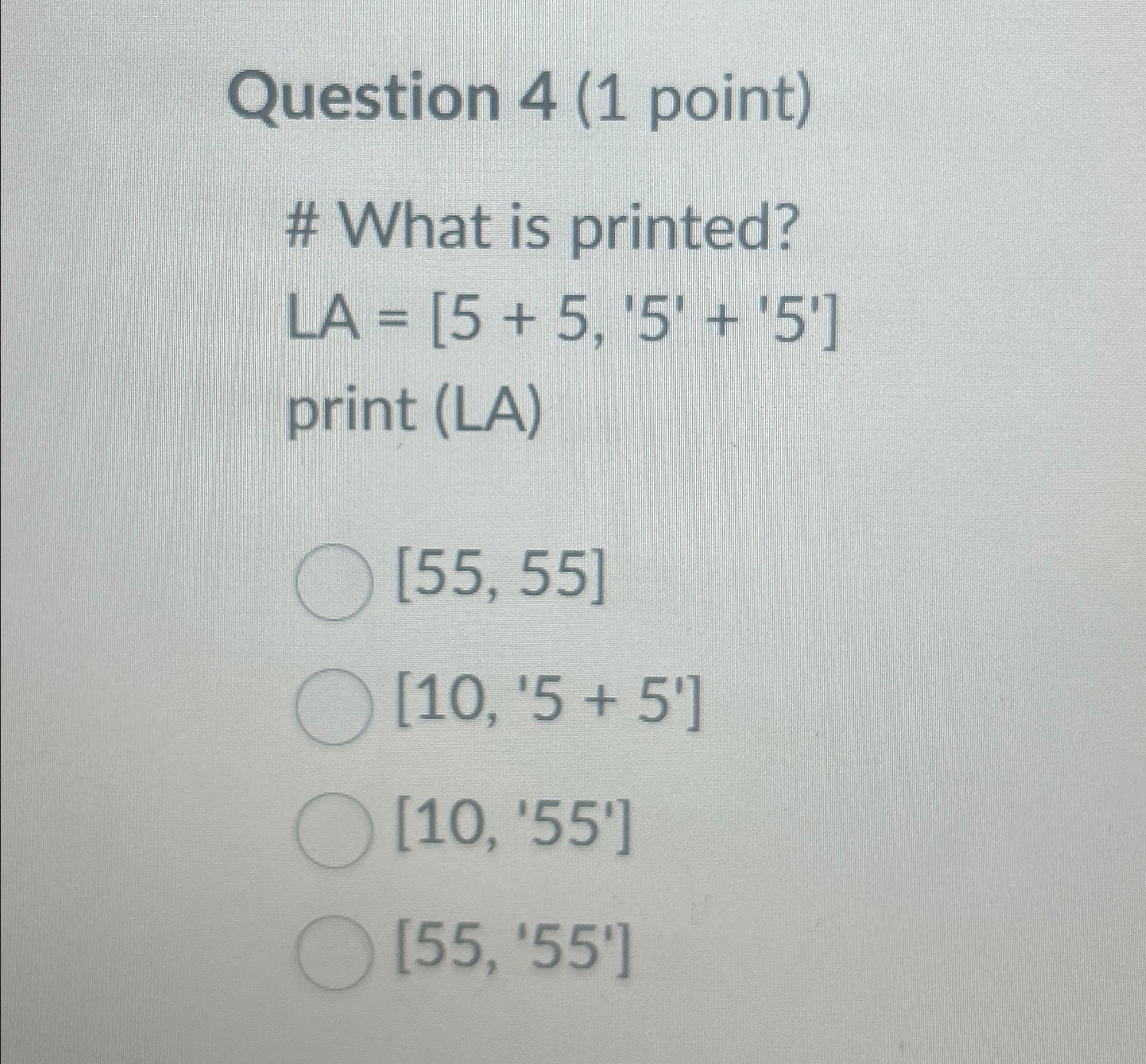 Solved Question 4 (1 ﻿point)# What is | Chegg.com