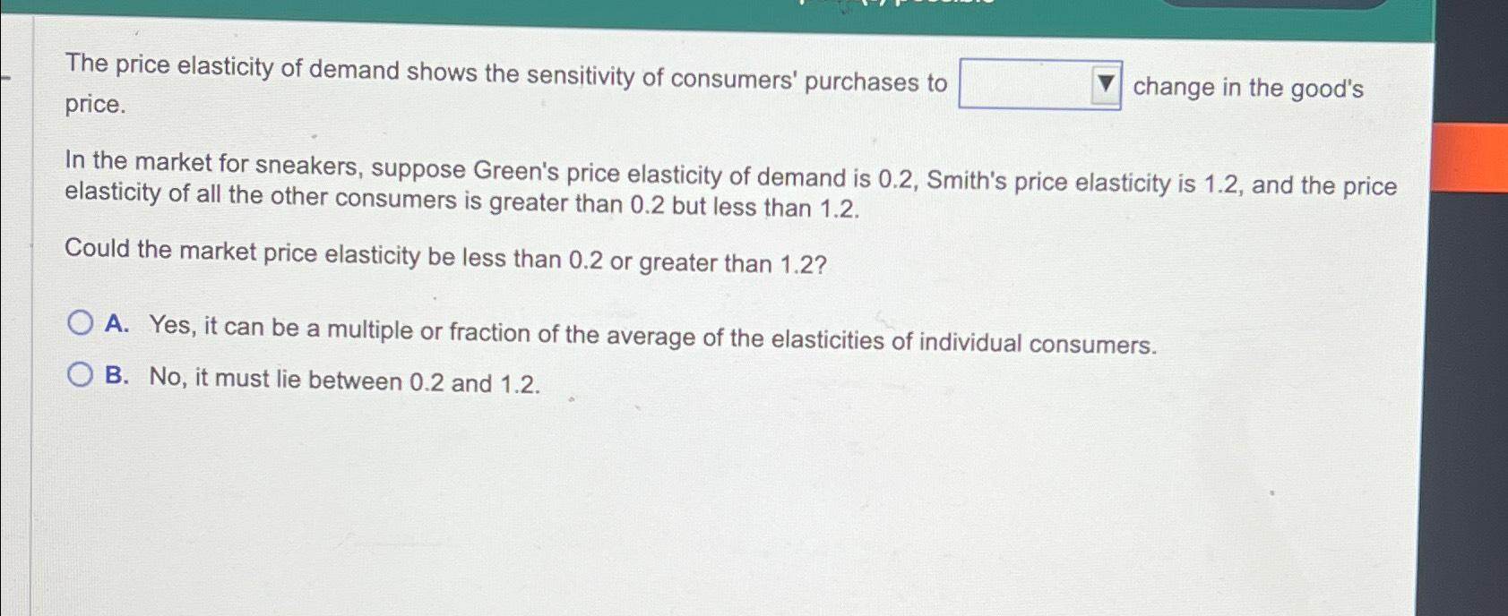 Solved The price elasticity of demand shows the sensitivity | Chegg.com