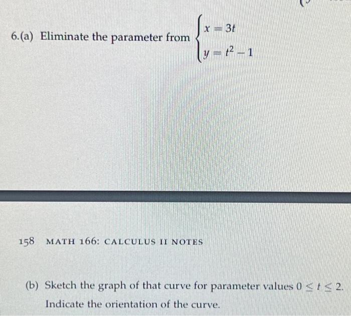 Solved 6. (a) Eliminate the parameter from \\( | Chegg.com