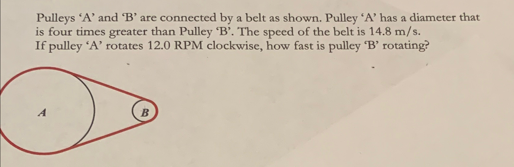 Solved Pulleys ' A ' ﻿and ' B ' ﻿are connected by a belt as | Chegg.com