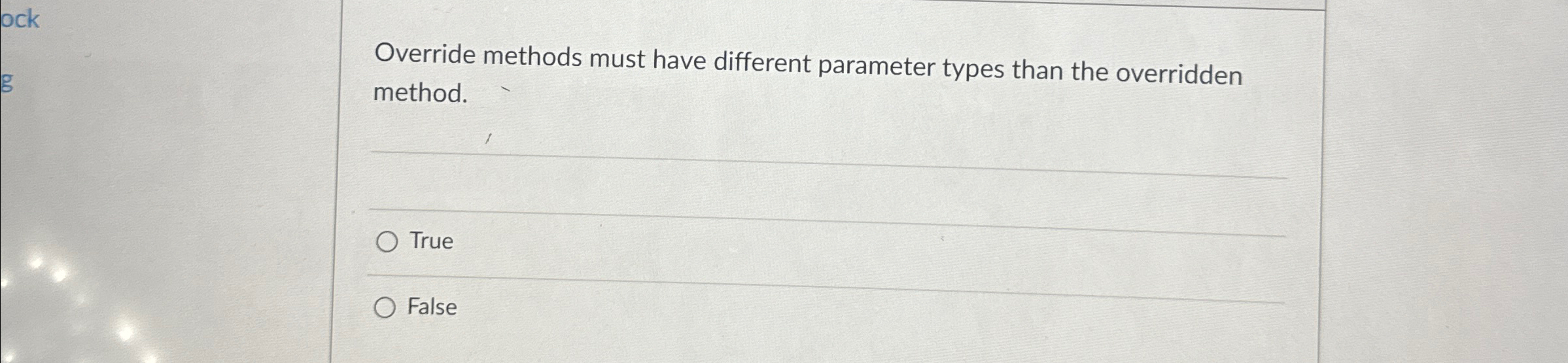Solved Override methods must have different parameter types | Chegg.com
