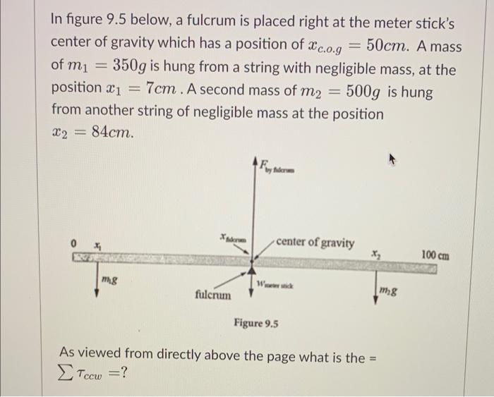 Solved In figure 9.5 below, a fulcrum is placed right at the | Chegg.com