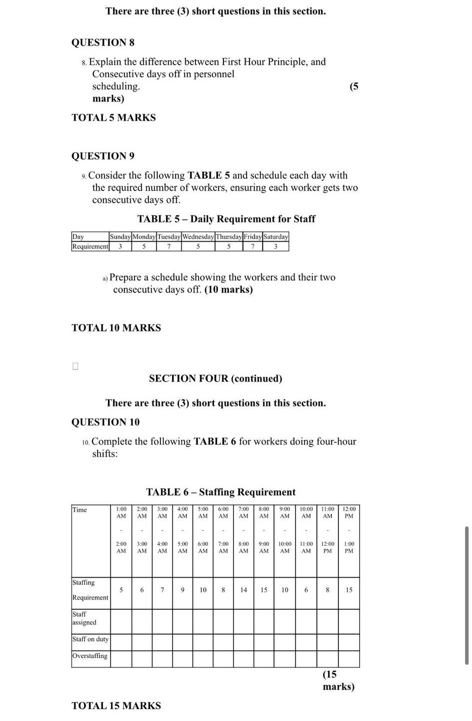 Solved There are three (3) short questions in this section. | Chegg.com