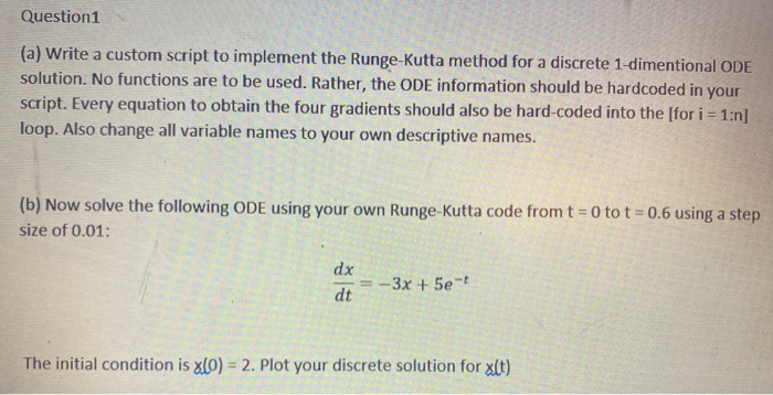 Solved Question1 (a) Write a custom script to implement the | Chegg.com