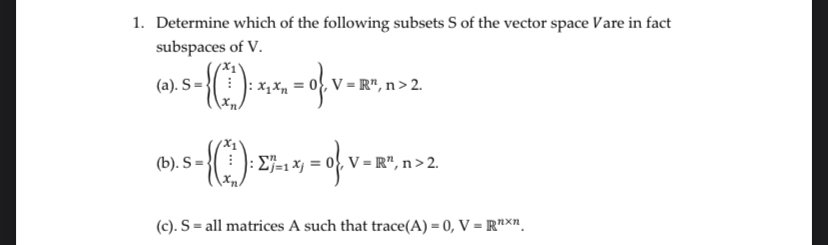 Solved Determine which of the following subsets S ﻿of the | Chegg.com