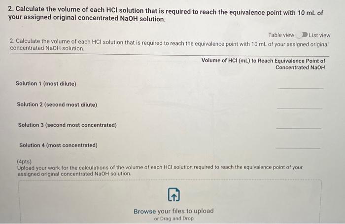 Solved Original Concentrated NaOH Concentration (M) - | Chegg.com